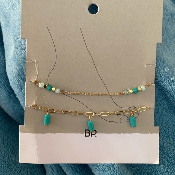 bp | Jewelry | Bp Ankle Bracelets Teal And Gold | Poshmark